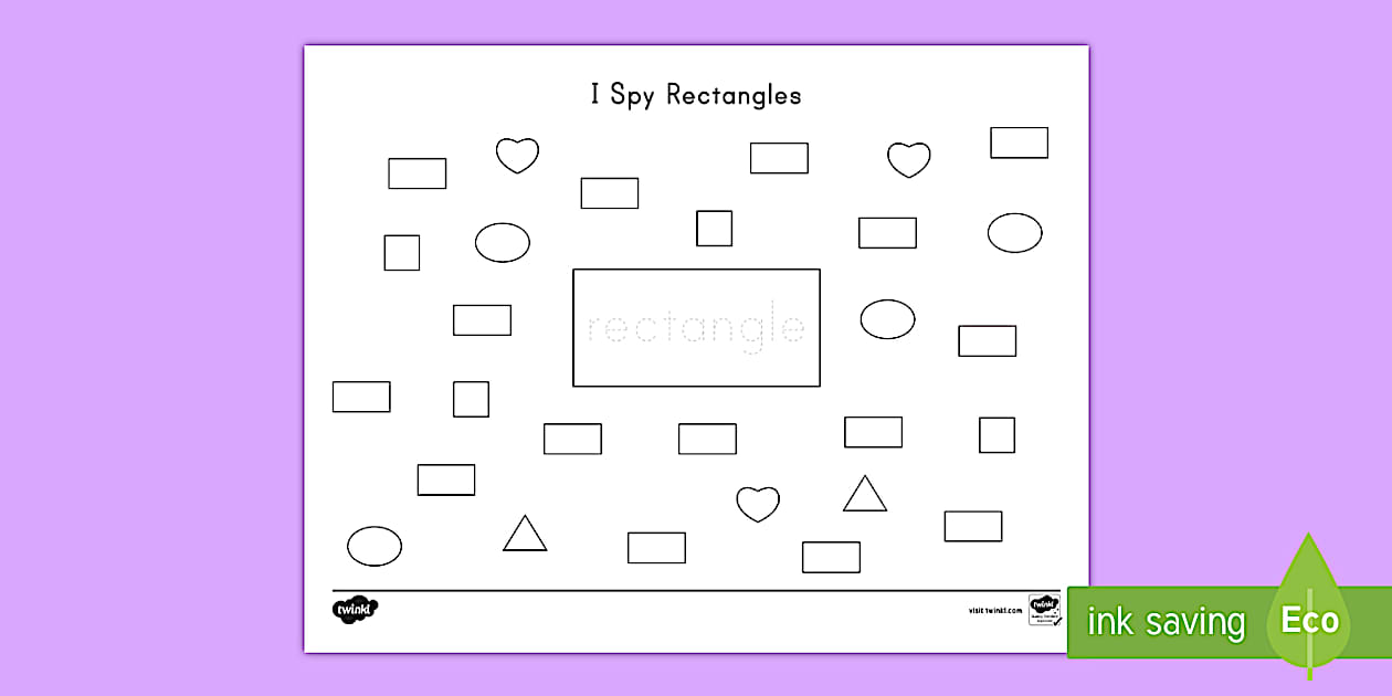 I Spy Rectangles: Shape Recognition & Tracing Worksheet | I Spy Game ...