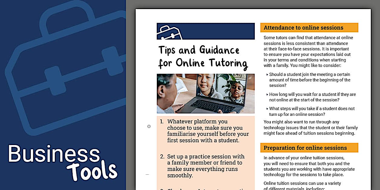 Tips and Guidance for Online Tutoring Information Sheet
