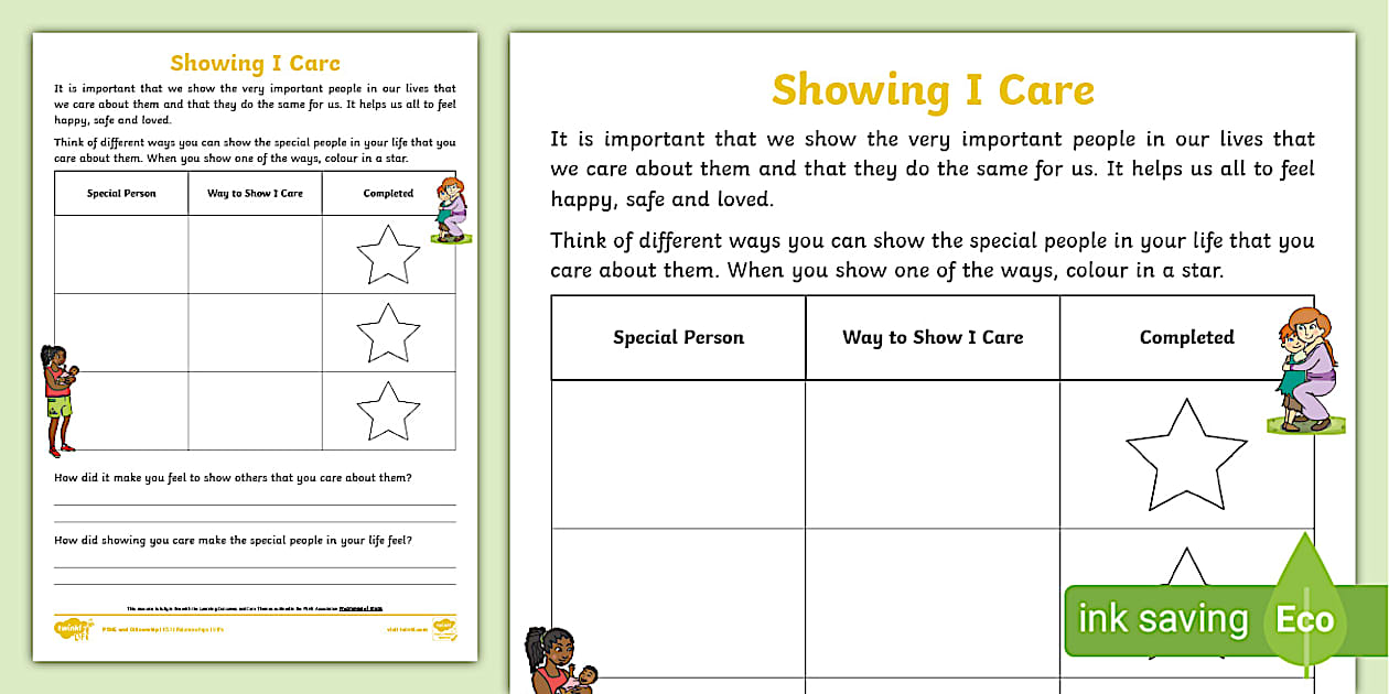Showing I Care Activity Sheet (teacher made) - Twinkl
