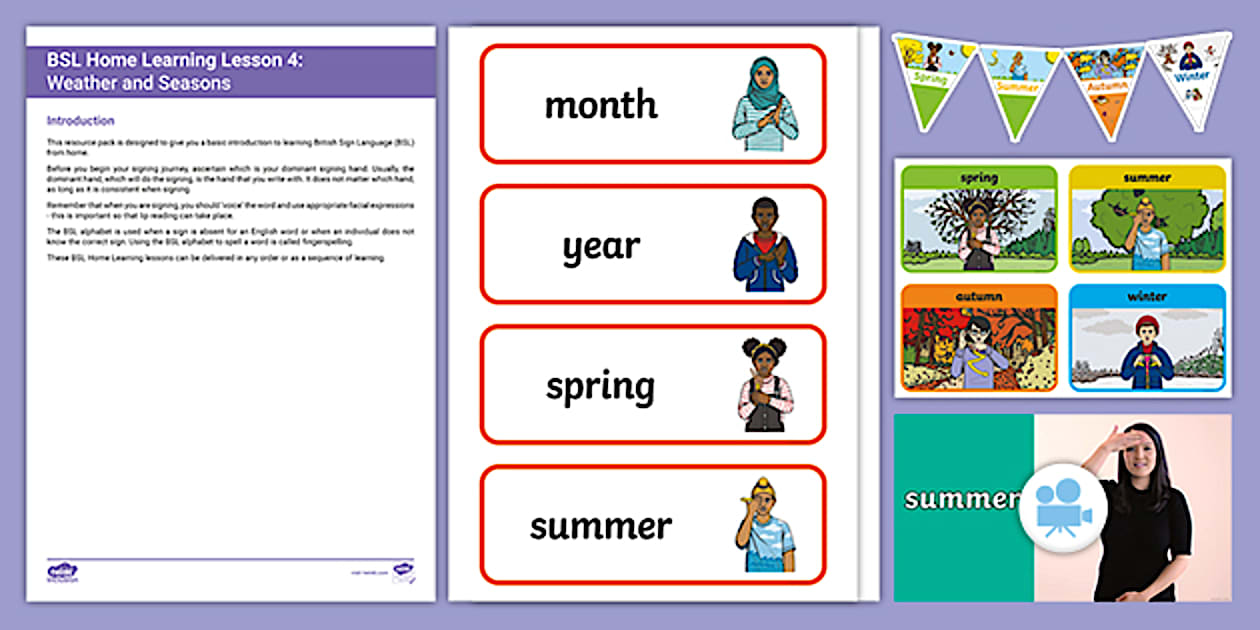 BSL Home Learning Lesson 4 - Seasons (teacher made) - Twinkl