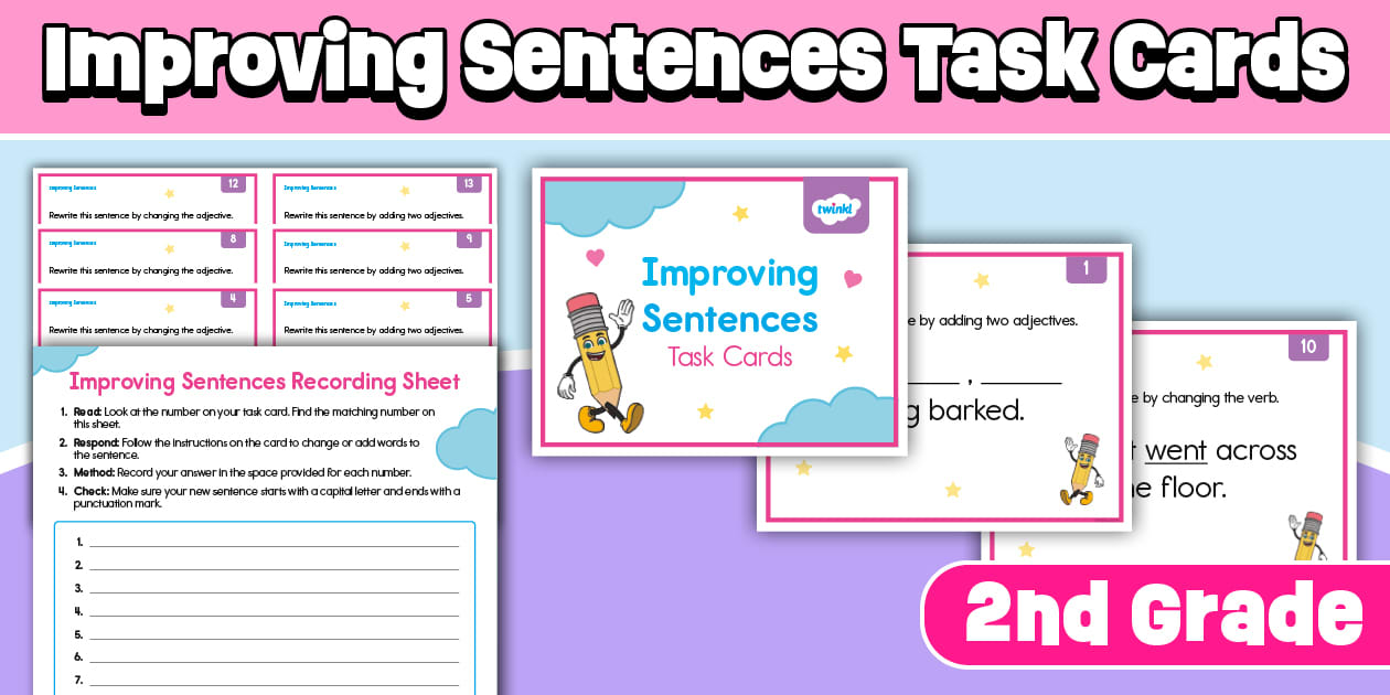Second Grade Improving Sentences Task Cards
