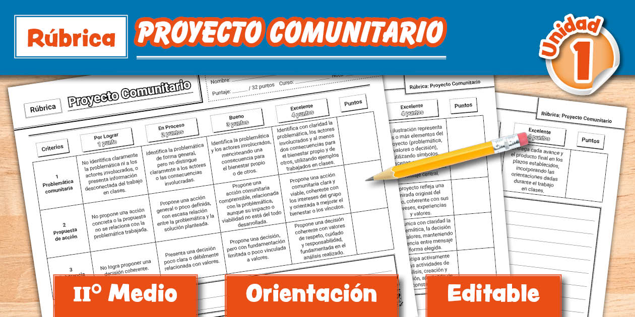 Rúbrica | Proyecto Comunitario | Orientación | II° medio