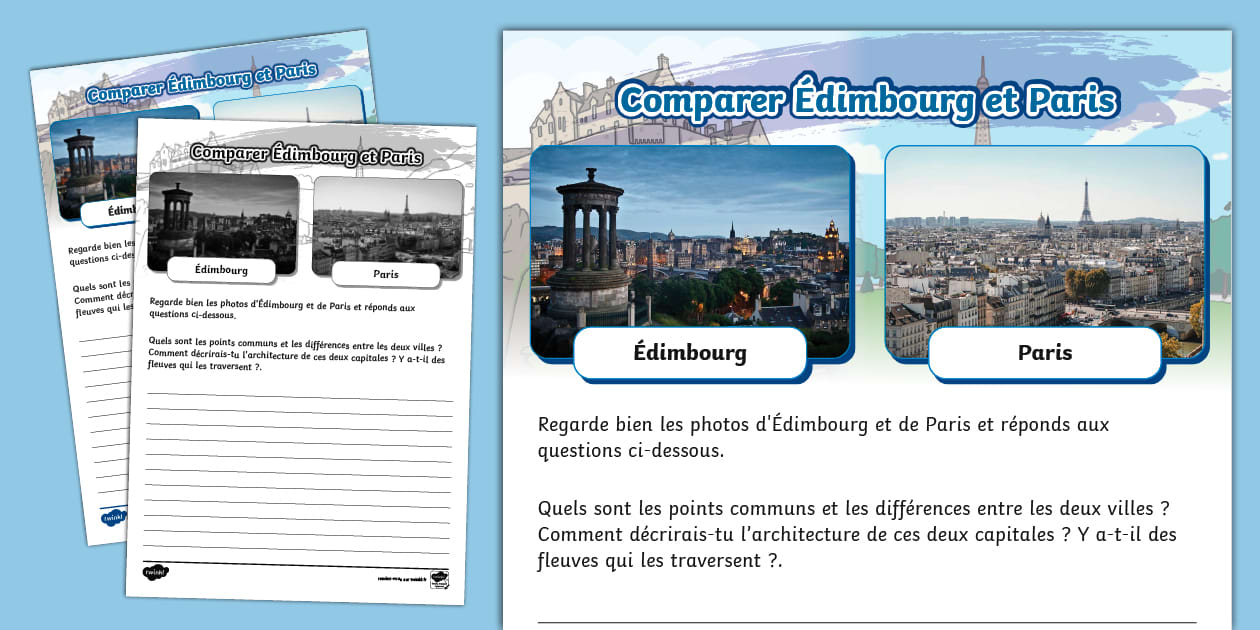 Comparer Édimbourg et Paris Fiche d'activités