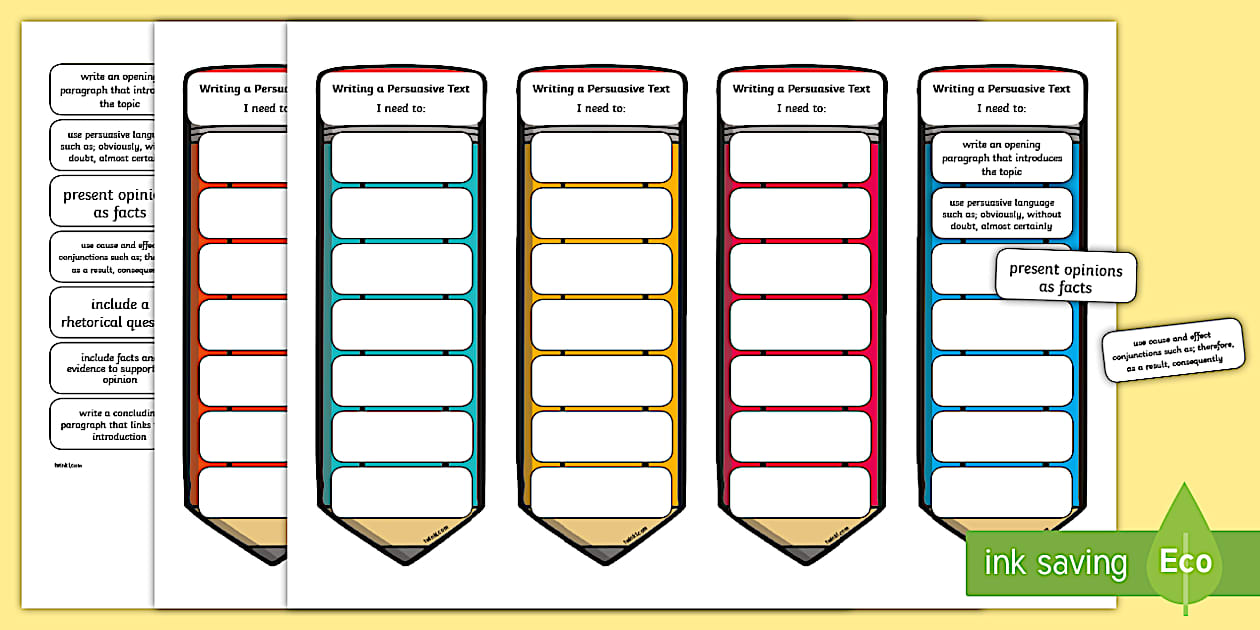 Persuasive Writing Bookmark | Features of a Persuasive Text