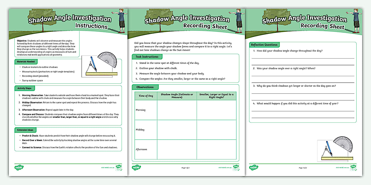 Outdoor Maths: Shadow Angle Investigation (teacher made)
