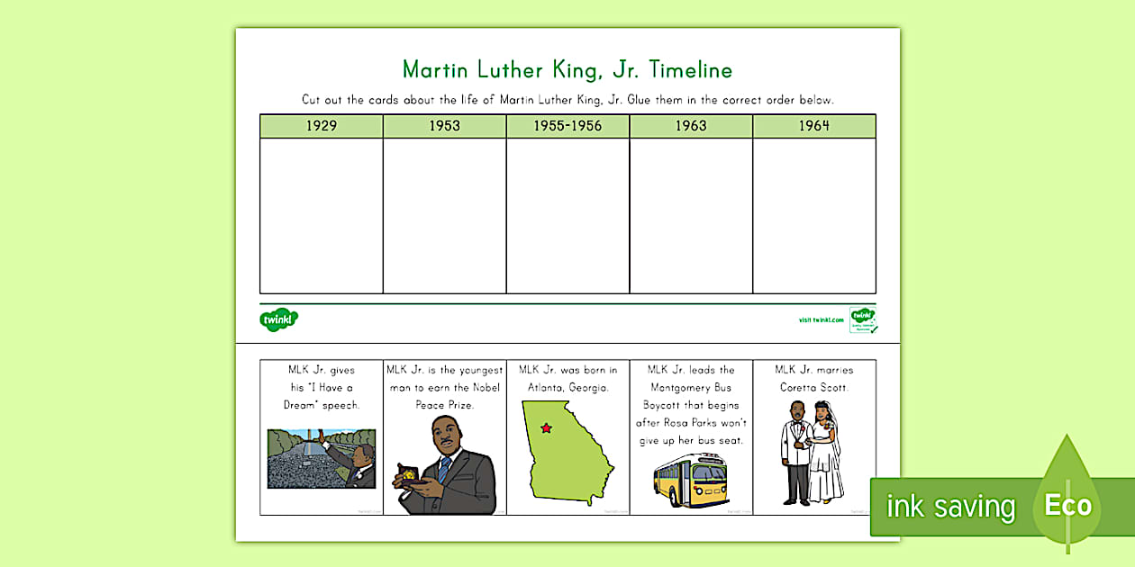 MLK Timeline Worksheet for K-2nd Grade | Twinkl USA - Twinkl