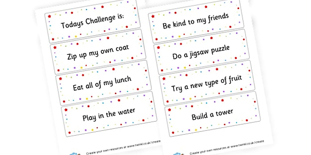 SEN Challenge Cards (teacher made) - Twinkl