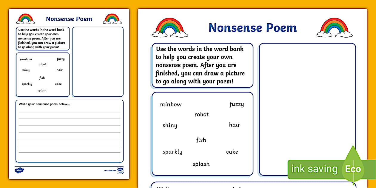 Nonsense Poem Writing Template (teacher made) - Twinkl
