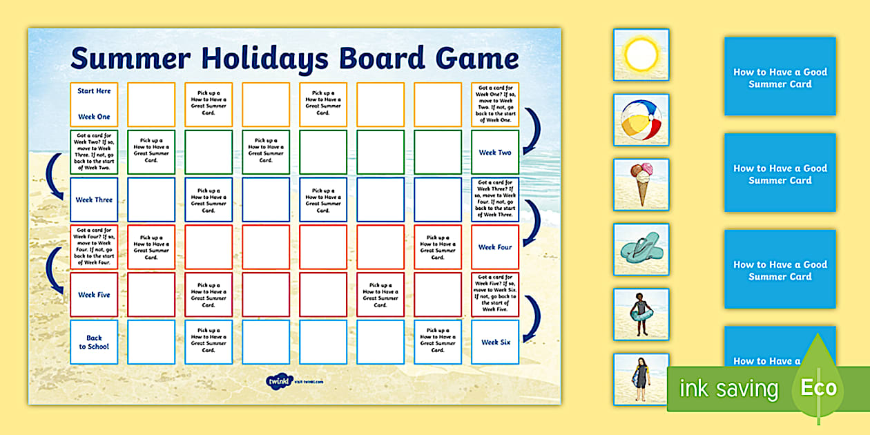 KS2 Summer Holiday Activities Board Game (teacher made)