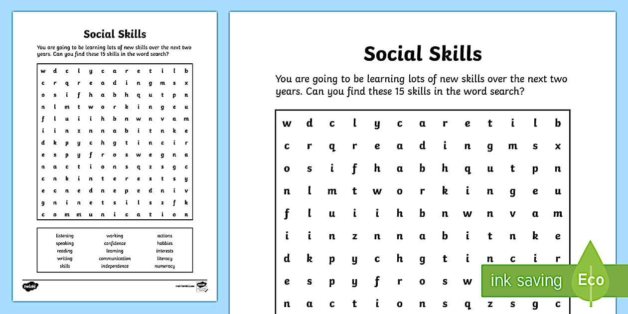 Social Skills Word Search - Inclusion Resources - Twinkl