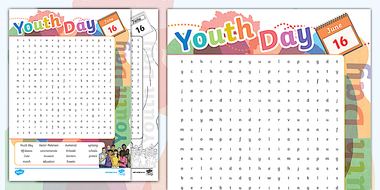 Youth Day: Wordsearch (teacher made) - Twinkl