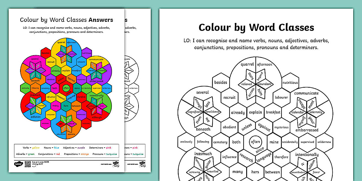 Colour by Word Class 8 Word Classes (teacher made) - Twinkl