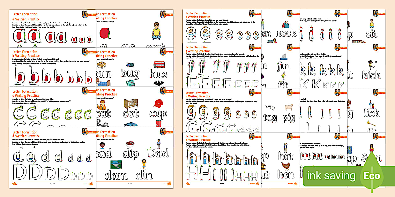 Twinkl Phonics Level 2 Letter Formation Sheets - EYFS
