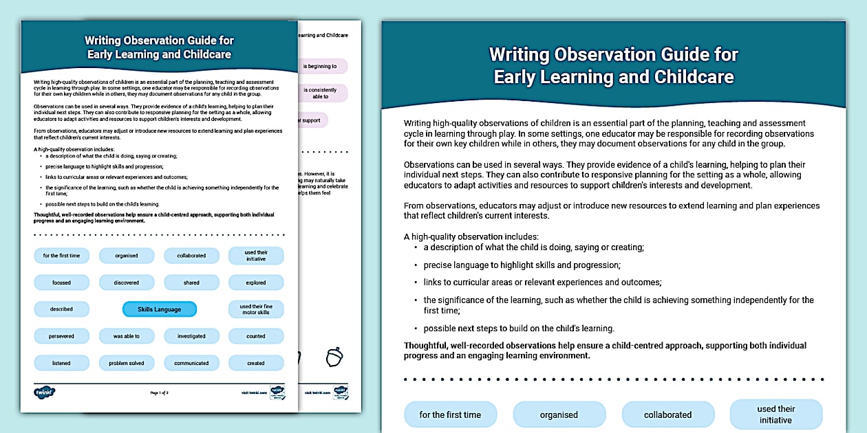 Writing Observation Guide (teacher made) - Twinkl