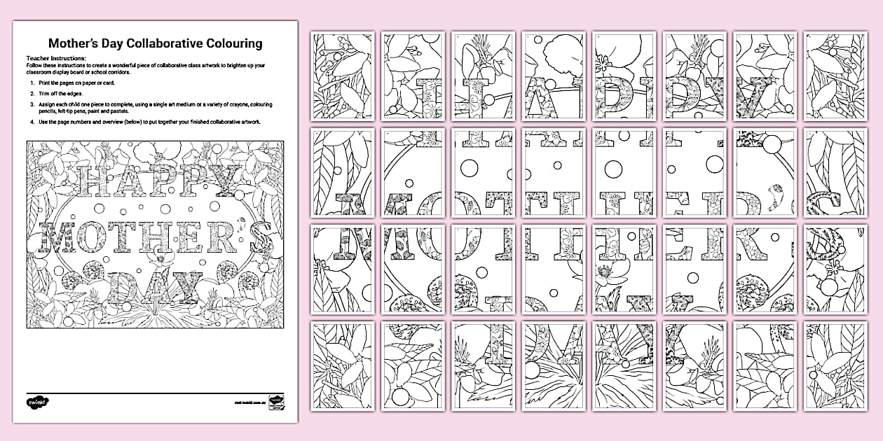 Mother's Day Collaborative Colouring Activity (teacher made)