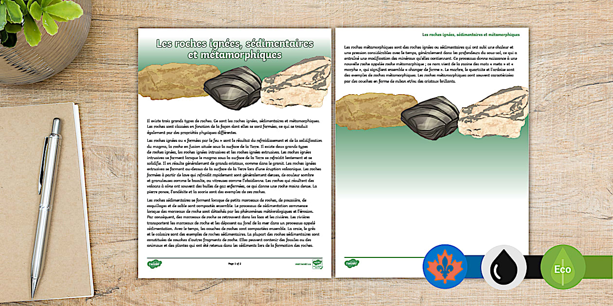 Types of Rocks And Their Properties Fact File French