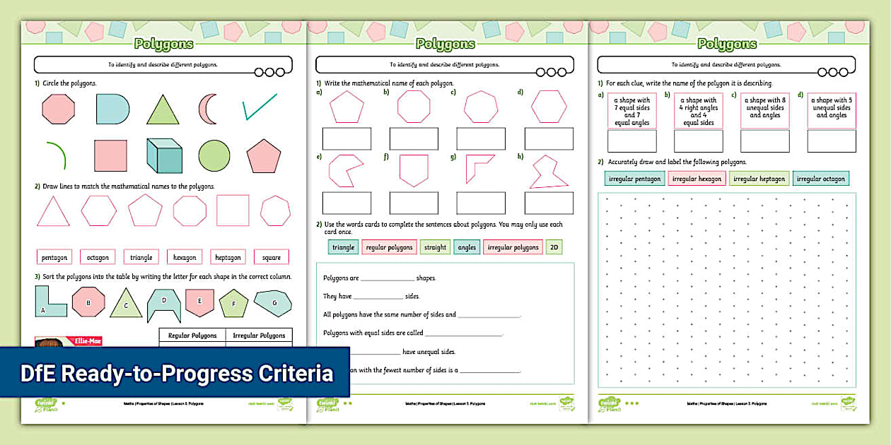 👉 Polygons Differentiated Maths Worksheets - Twinkl