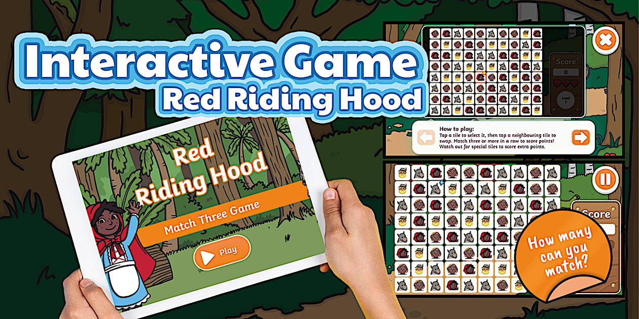 Red Riding Hood Interactive Match Three Game - Twinkl - KS1