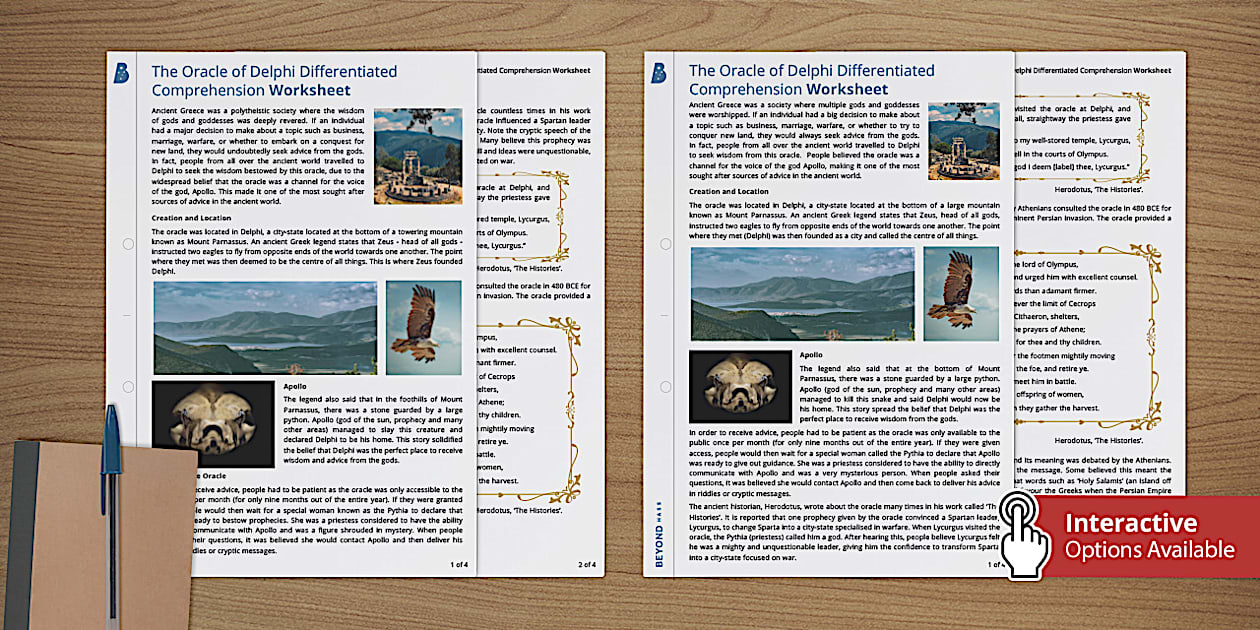 The Oracle of Delphi Differentiated Comprehension - Twinkl