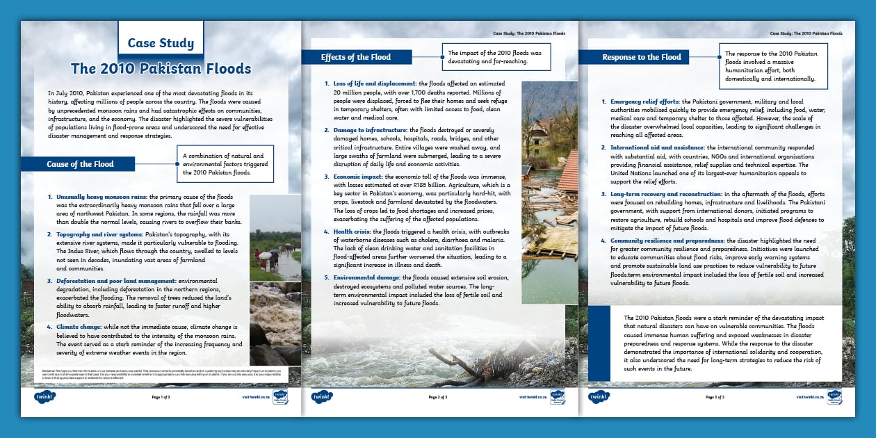 Case Study: The 2010 Pakistan Floods (teacher made) - Twinkl