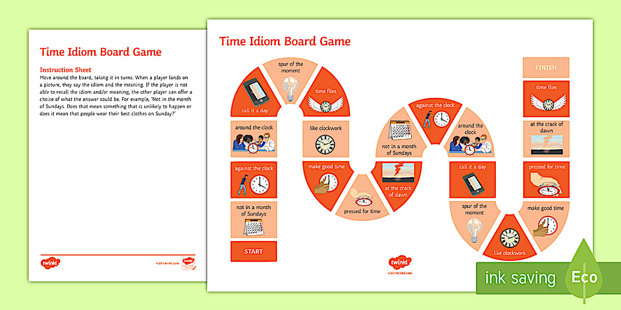 Time Idiom Board Game (teacher made) - Twinkl