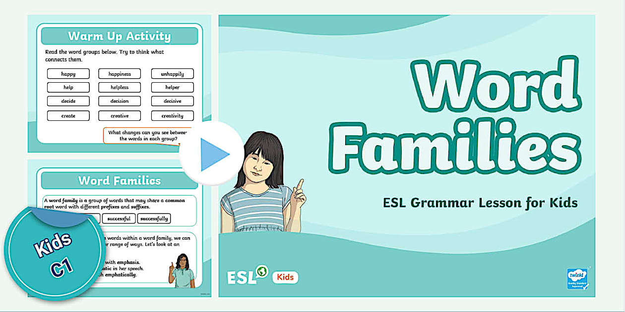 ESL Word Families PPT Lesson for Kids (Lehrer gemacht)
