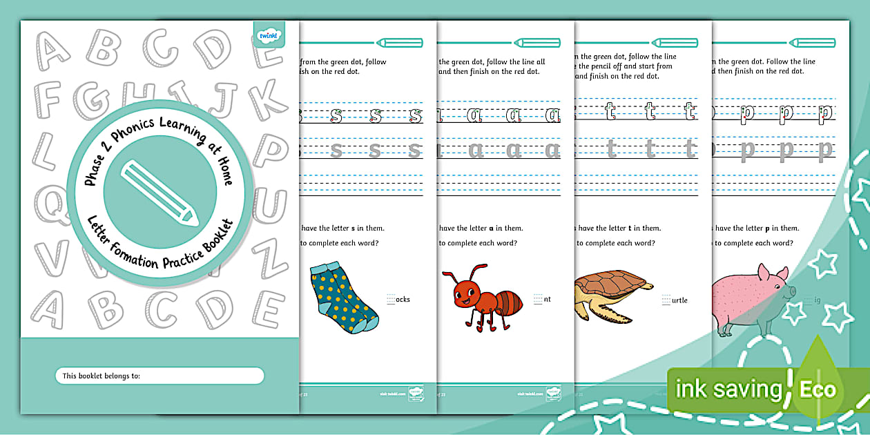 Phase 2 Phonics Learning at Home Letter Formation Booklet