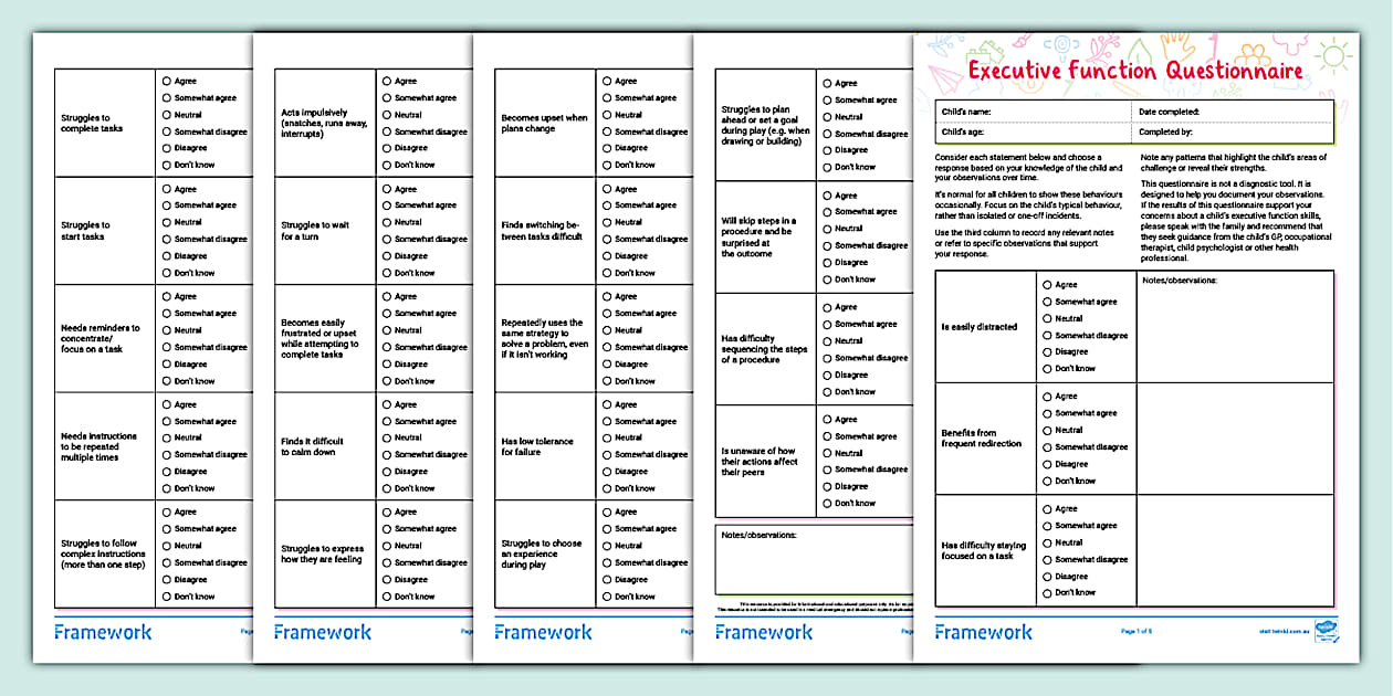 Executive Function Questionnaire (teacher made) - Twinkl