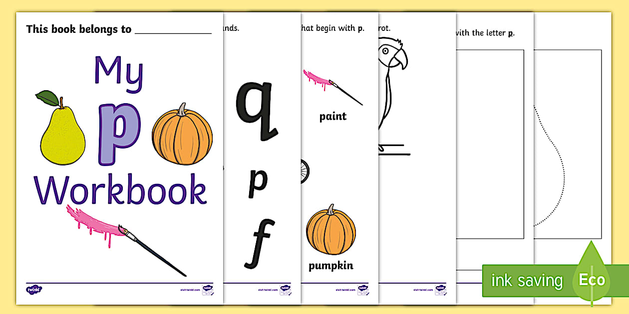 My Letter 'p' Workbook (K1) - Twinkl