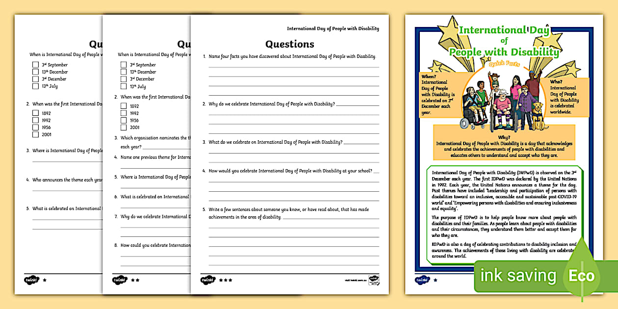 International Day of People with Disability Differentiated Reading