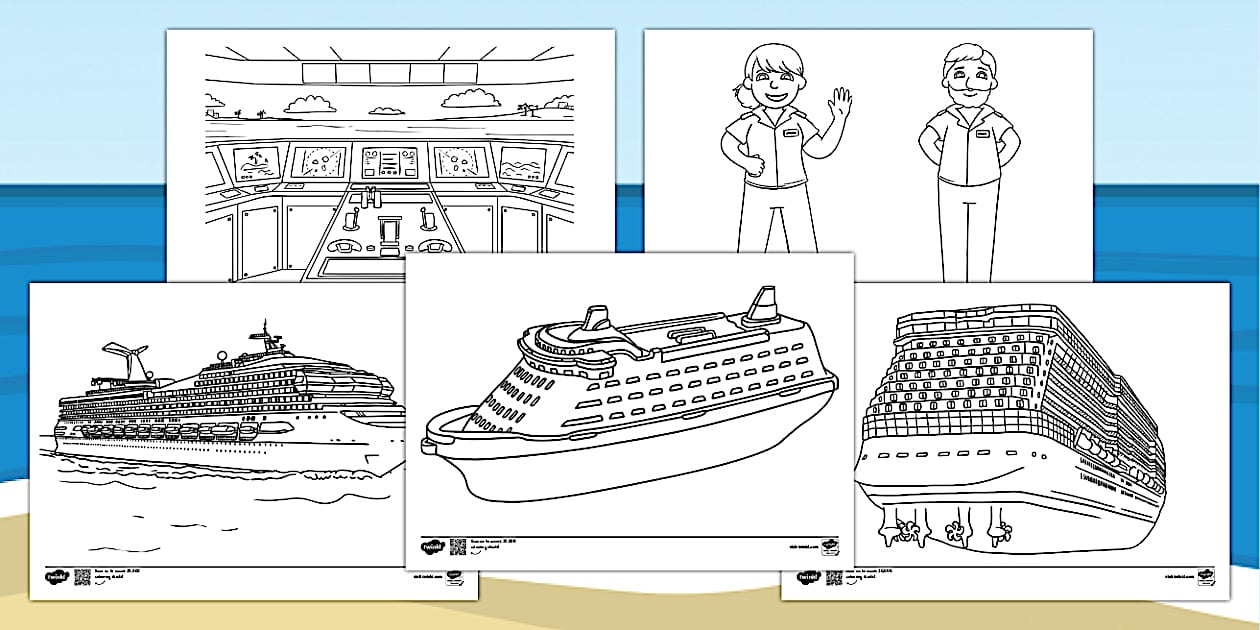 Cruise Ship Colouring Pages - Twinkl