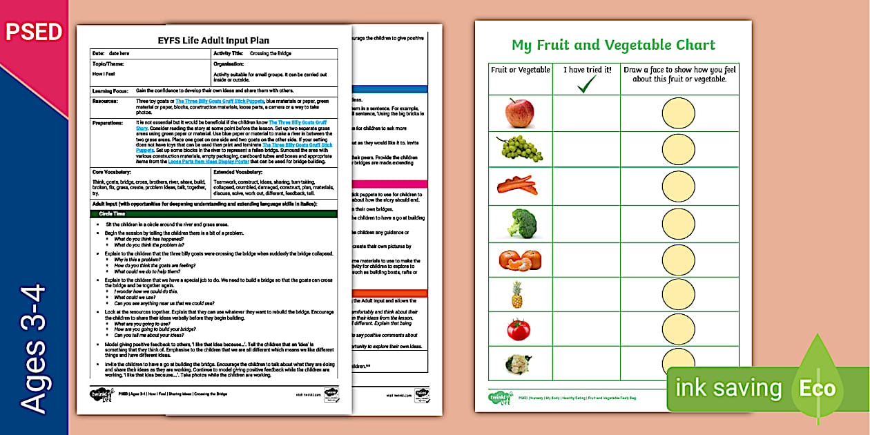 EYFS PSED Fruit and Vegetable Feely Bag Adult Plan and Pack