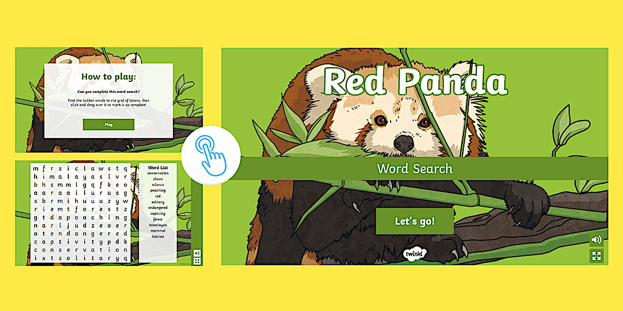 Red Panda Interactive Word Search (teacher made) - Twinkl