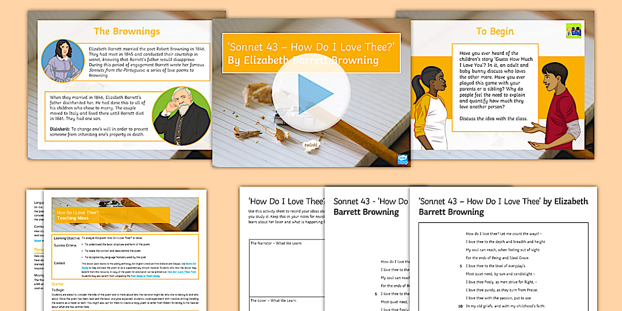 GCSE Poetry Lesson Pack - 'Sonnet 43' by Barrett Browning