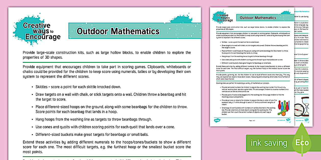 EYFS Creative Ways to Encourage Outdoor Mathematics - Twinkl