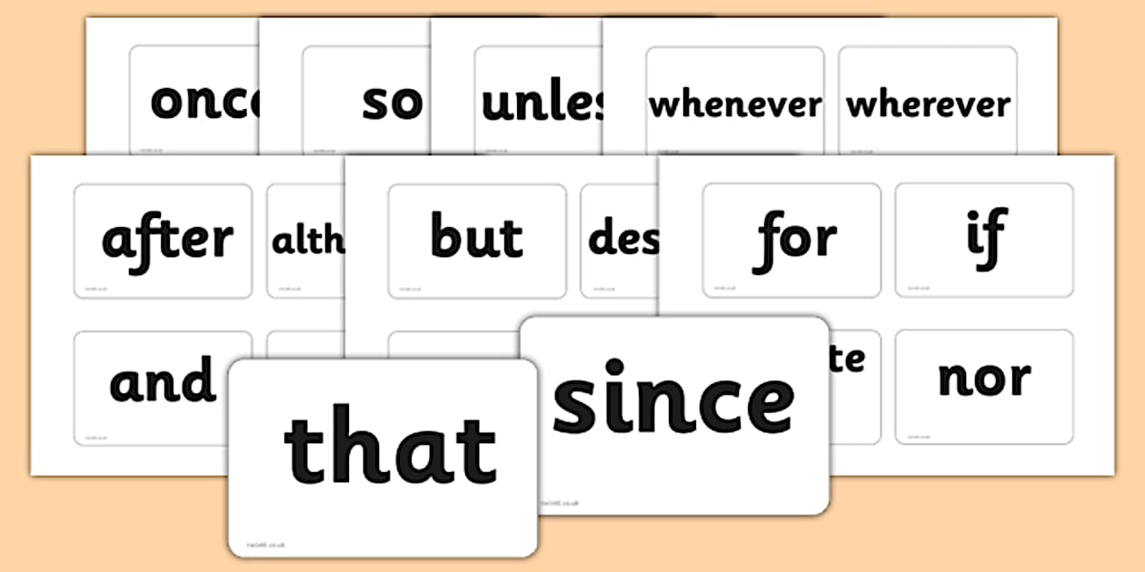 Conjunctions on Flash Cards (teacher made) - Twinkl