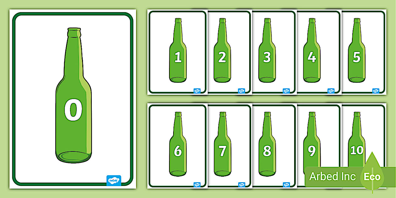 Posteri Arddangos 10 Potel Werdd