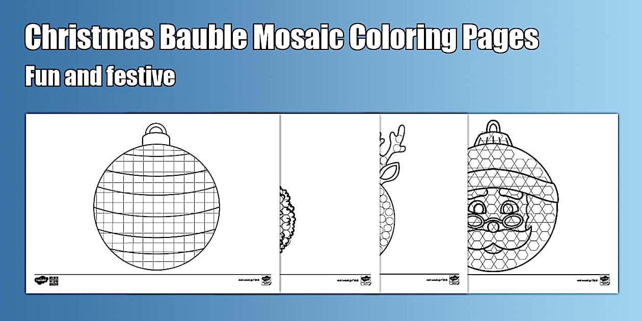 * NEW * Christmas Bauble Mosaic Coloring Pages