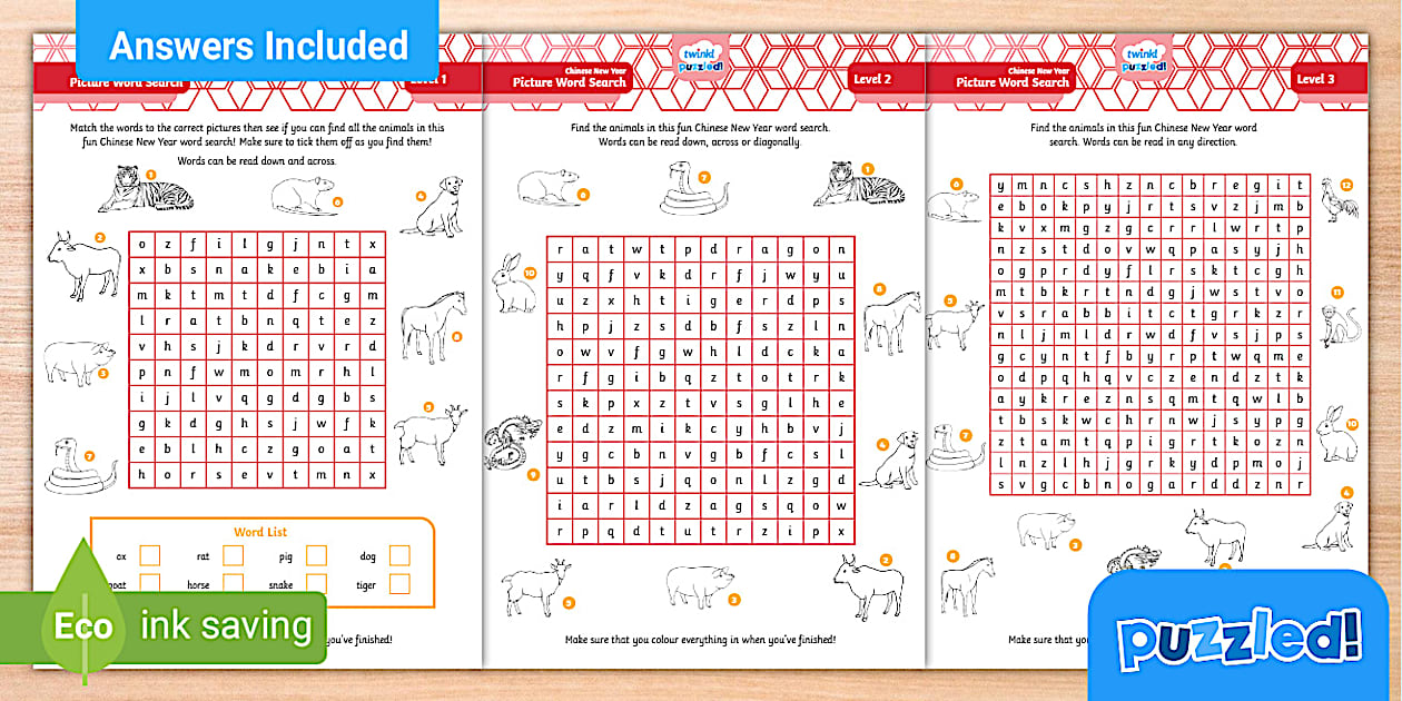 Chinese New Year Word Search with Pictures - Twinkl Puzzled