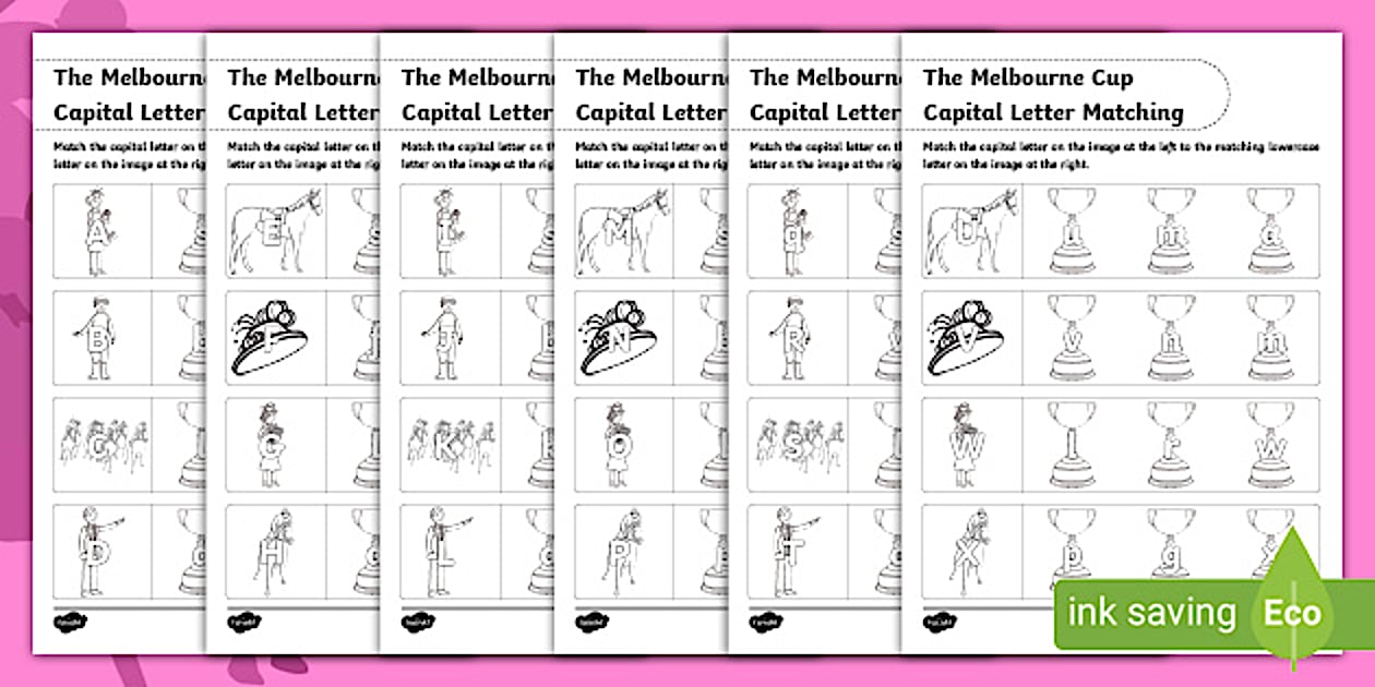 The Melbourne Cup Themed Capital Letter Matching Worksheet
