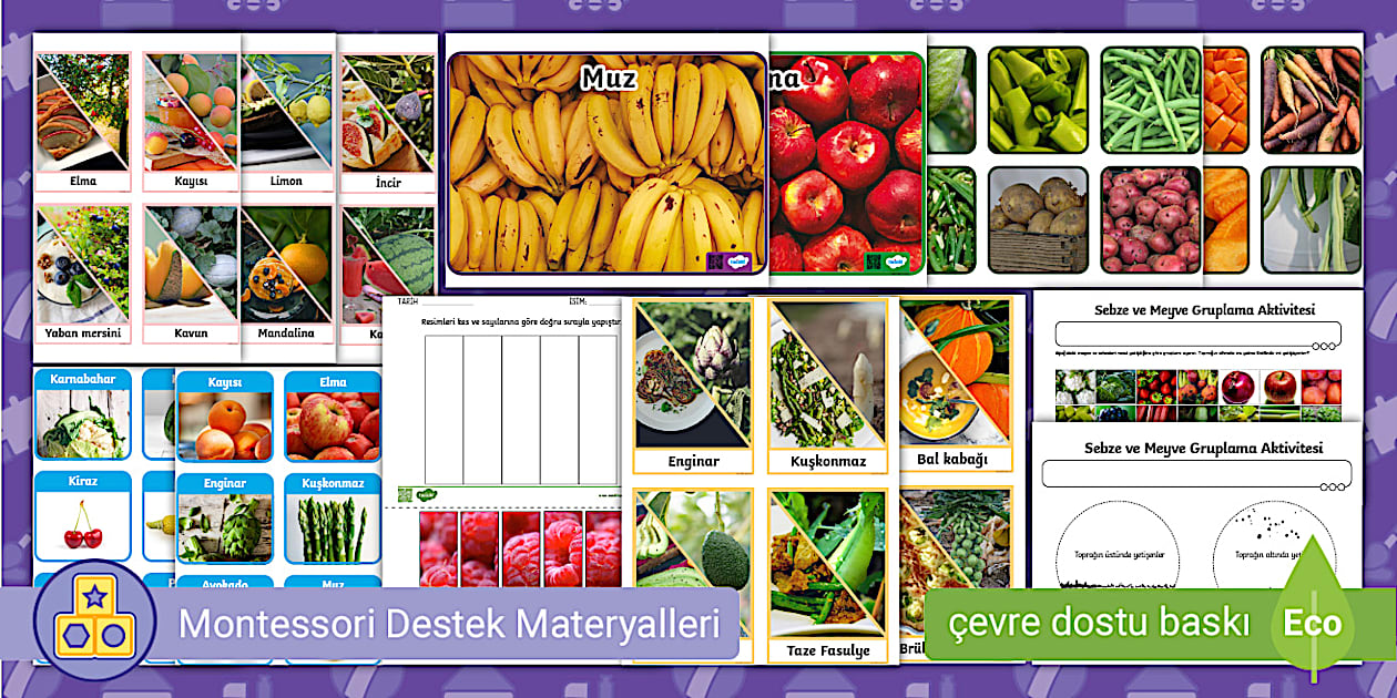 Montessori | Meyve ve Sebzeler Paketi (teacher made)