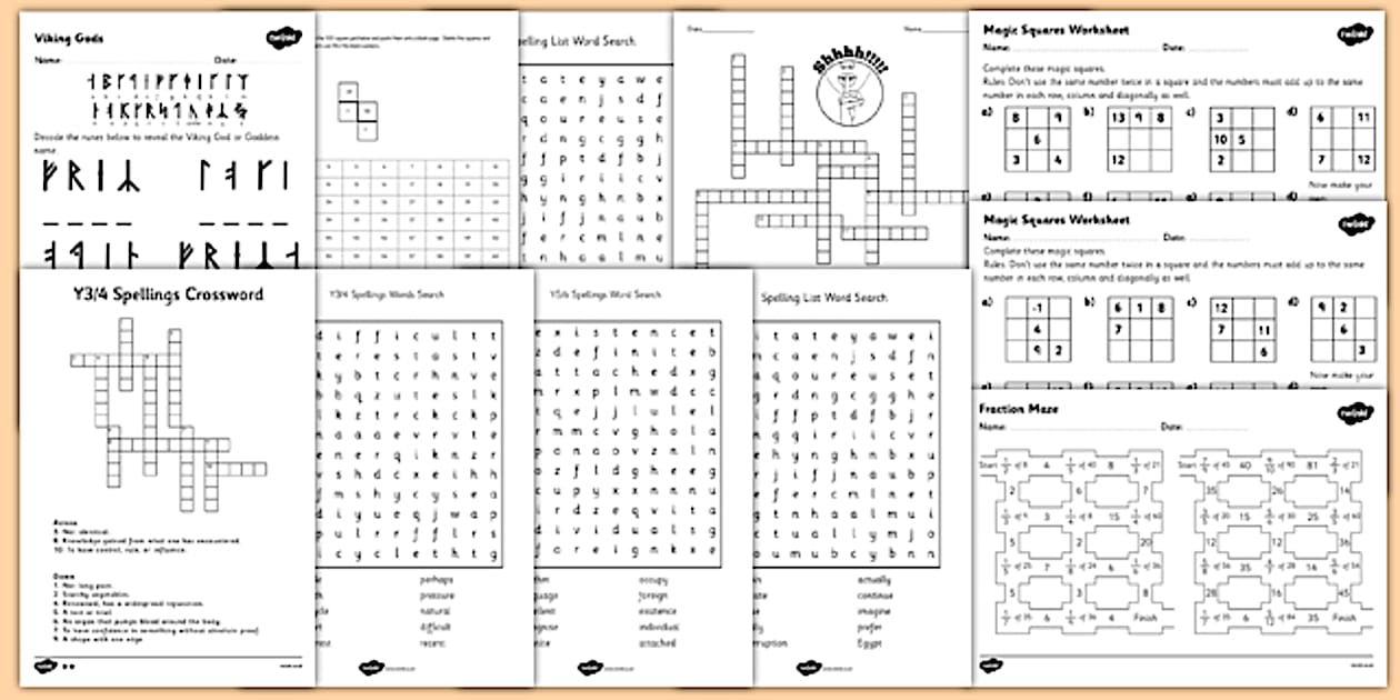 TA KS2 Maths and English Puzzle Pack for Kids (teacher made)