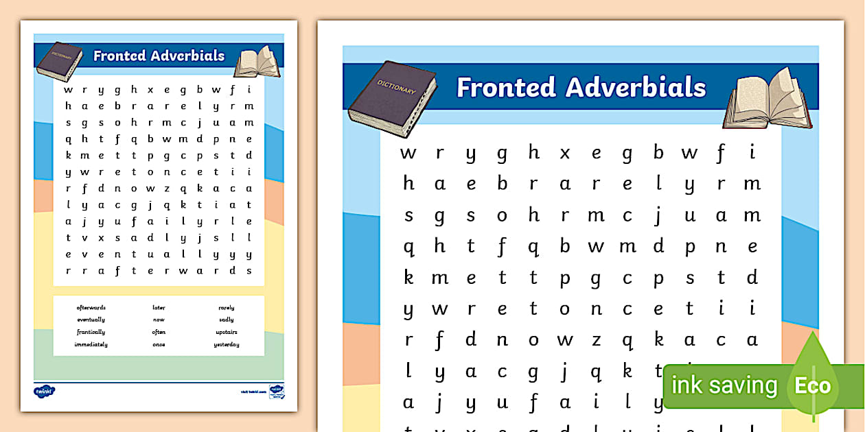 Fronted Adverbial Word Search - Twinkl