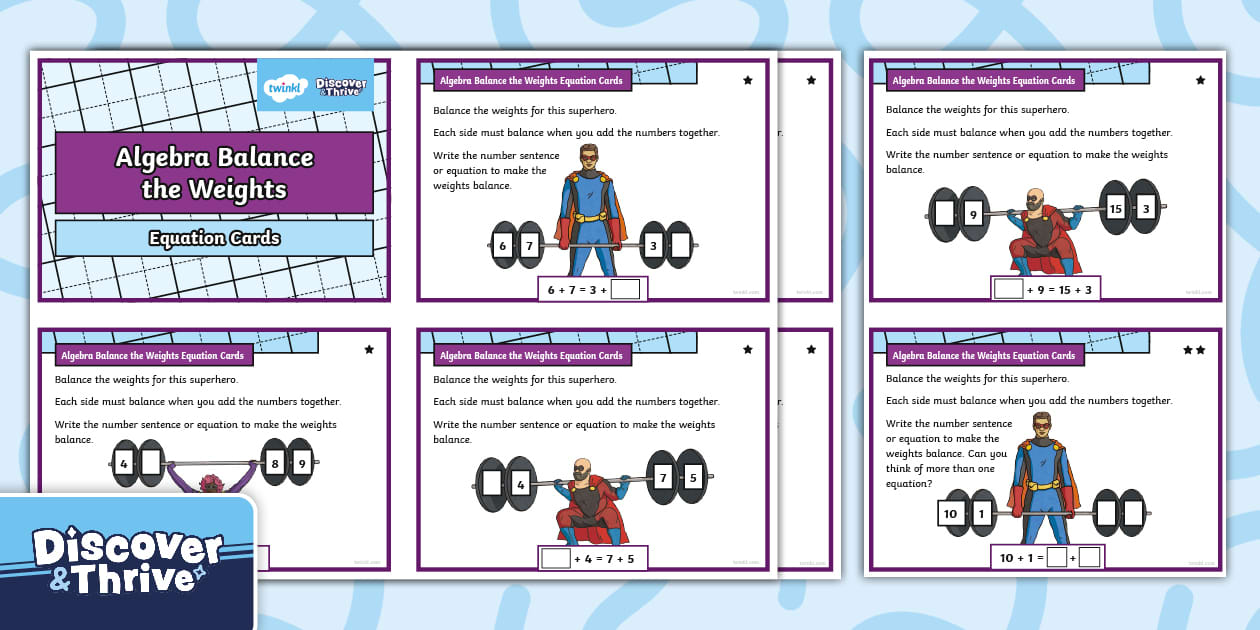 Algebra Expression and Equation Superheroes Equation Cards