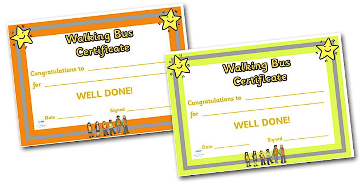 👉 Editable Walking Bus Certificate (teacher made)