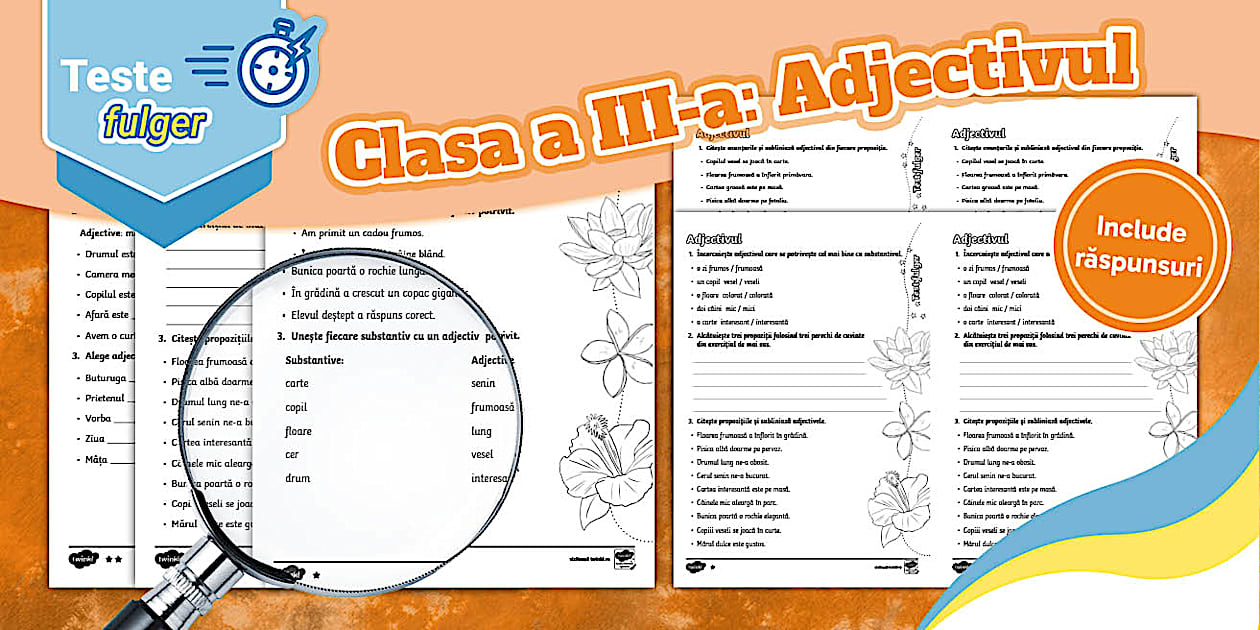 Adjectivul – Test fulger clasa 3
