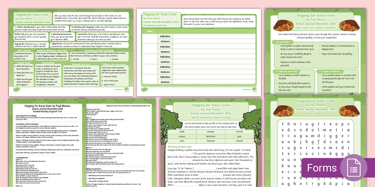 Level 2 Nov 2024 School Journal: Digging for Kauri Gum (Article Comprehension)