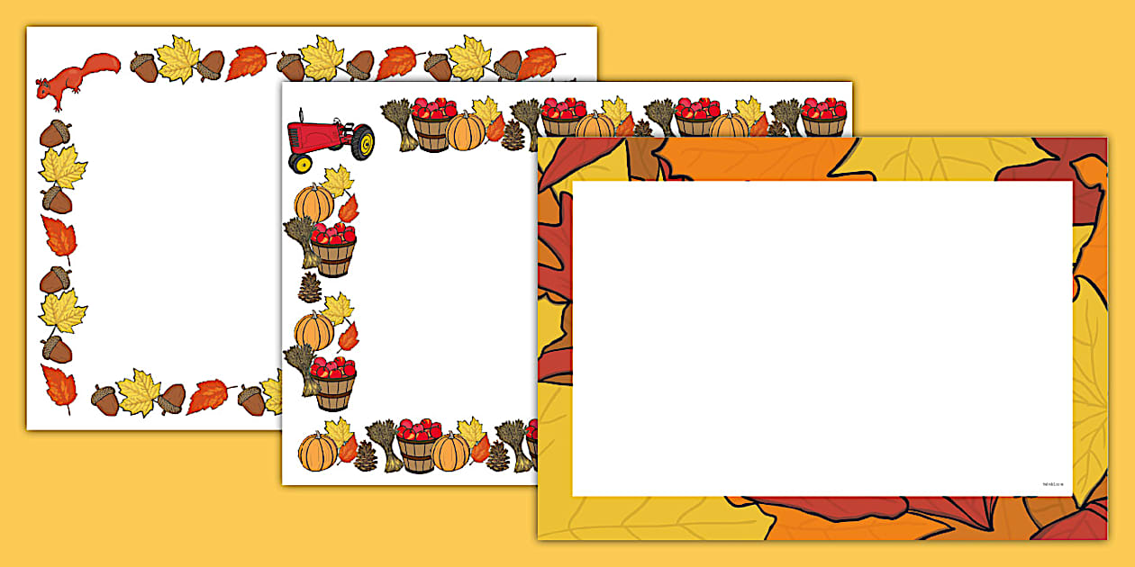 Editable Autumn Page Borders (Landscape) - Twinkl