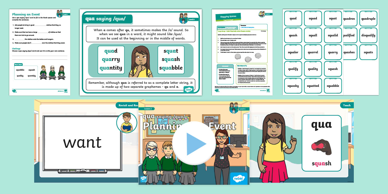 Level 6 Week 26 Lesson 2 - ‘qua’ saying /quo/ - Twinkl