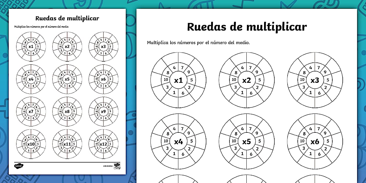 Ficha de actividad: Ruedas de multiplicar - Twinkl